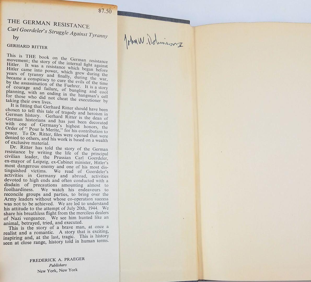 German Resistance by Ritter, Gerhard: Good Hardcover (1958) First ...