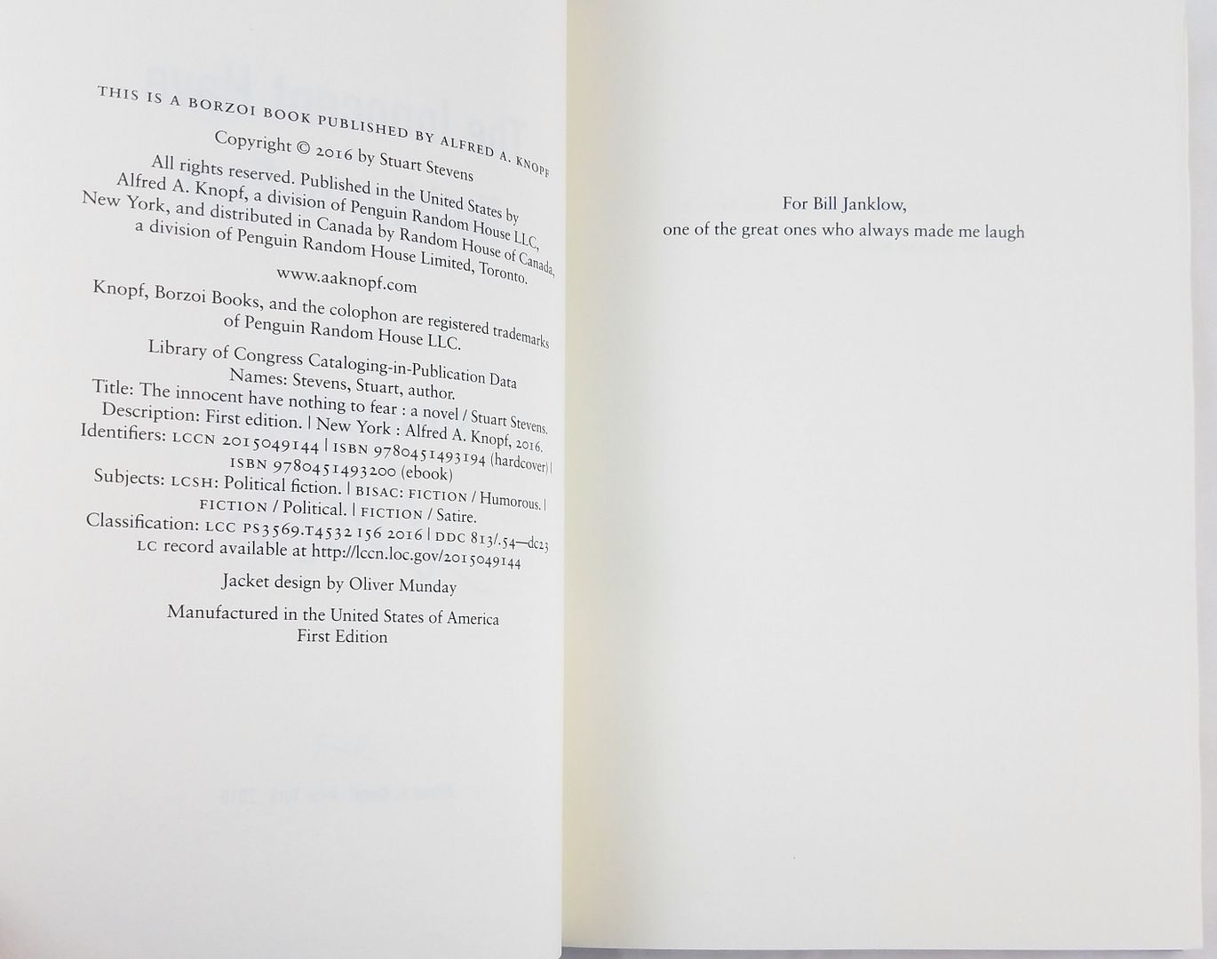 The Innocent Have Nothing to Fear: A novel by Stevens, Stuart: Very ...