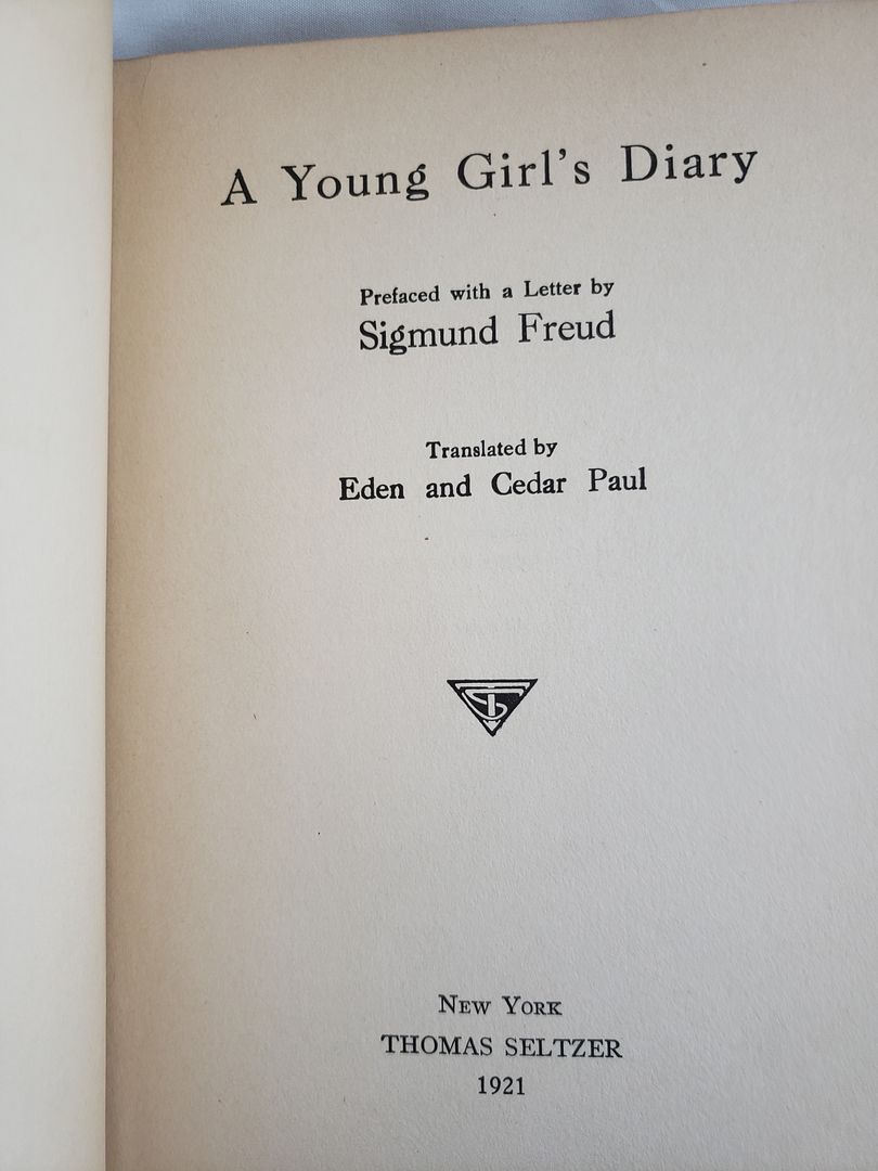 A Young Girl's Diary by Freud, Sigmund (Pref. Letter); Eden And Cedar ...