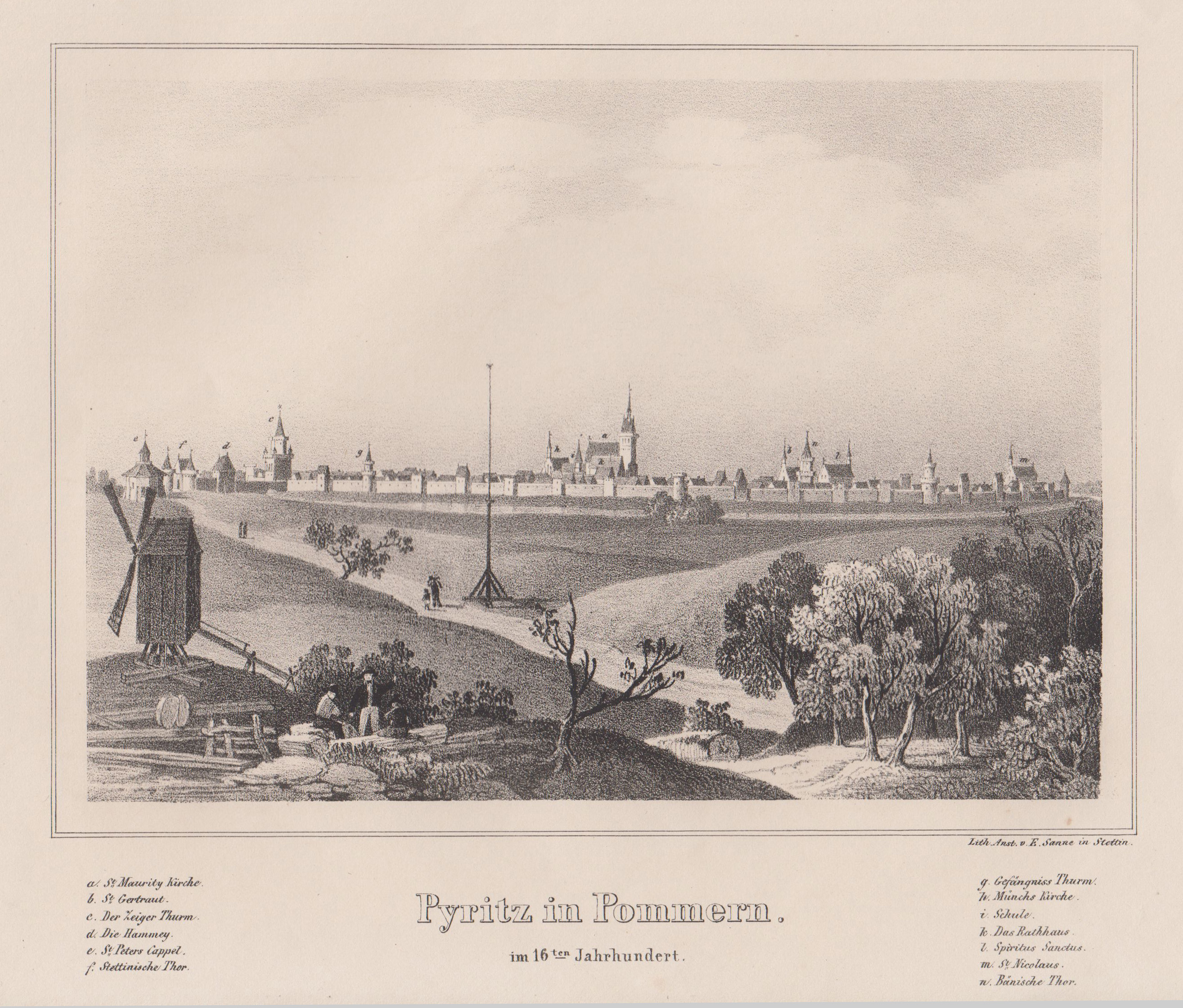 Gesamtansicht, im 16.ten Jahrh. von Pyritz ( Pyrzyce ):: Kunst / Grafik ...