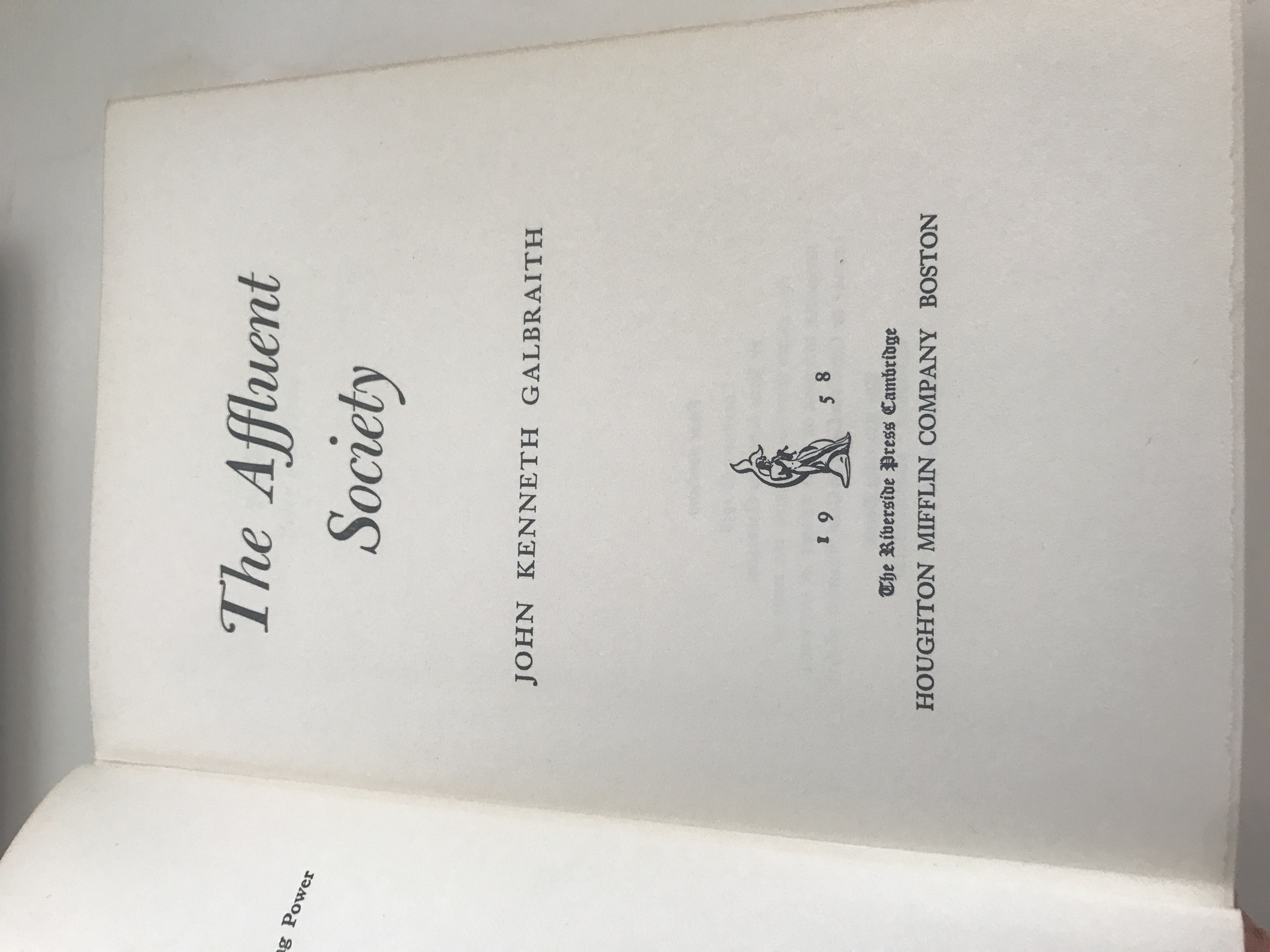 The Affluent Society by Kenneth Galbraith: Good Hardcover (1958) 1st ...