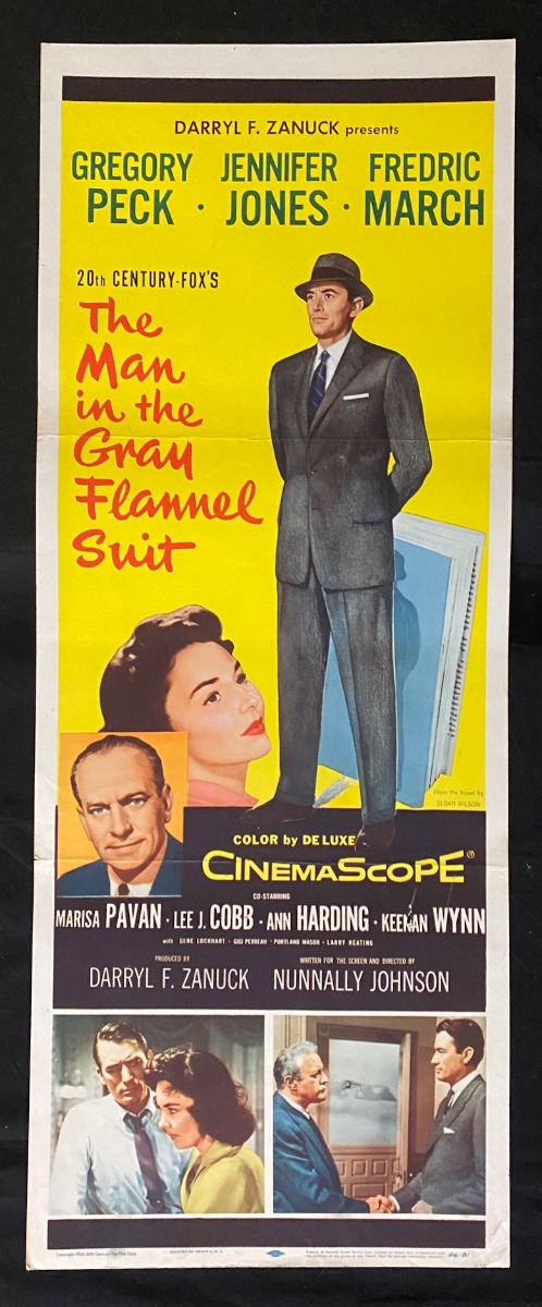 Man In The Gray Flannel Suit Original Insert Movie Poster Gregory Peck ...