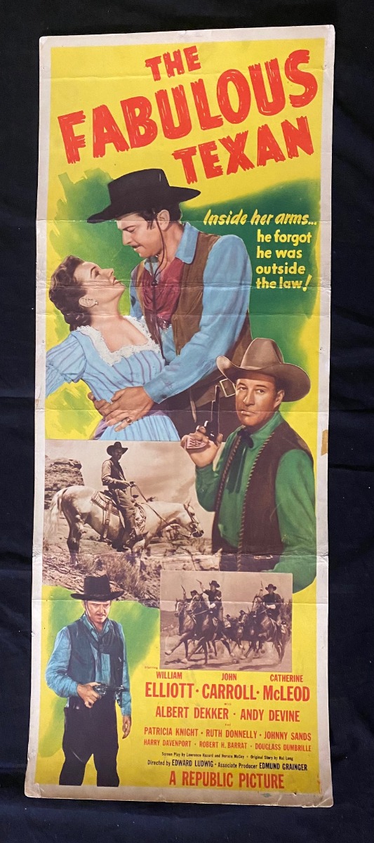 The Fabulous Texan Original Insert Movie Poster Wild Bill Elliott ...