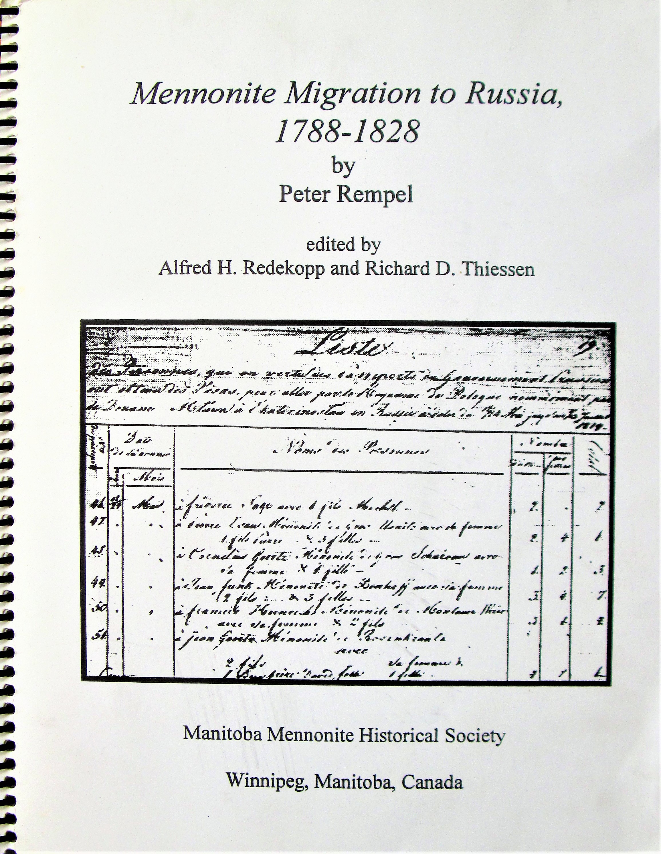 Mennonite Migration to Russia 1788-1828 by Rempel, Peter. Editec by ... Mennonite Migration to Russia 1788-1828 by Rempel, Peter. Editec by ...
