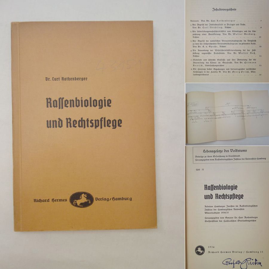 Rassenbiologie und Rechtspflege. Arbeiten Hamburger Juristen im ...