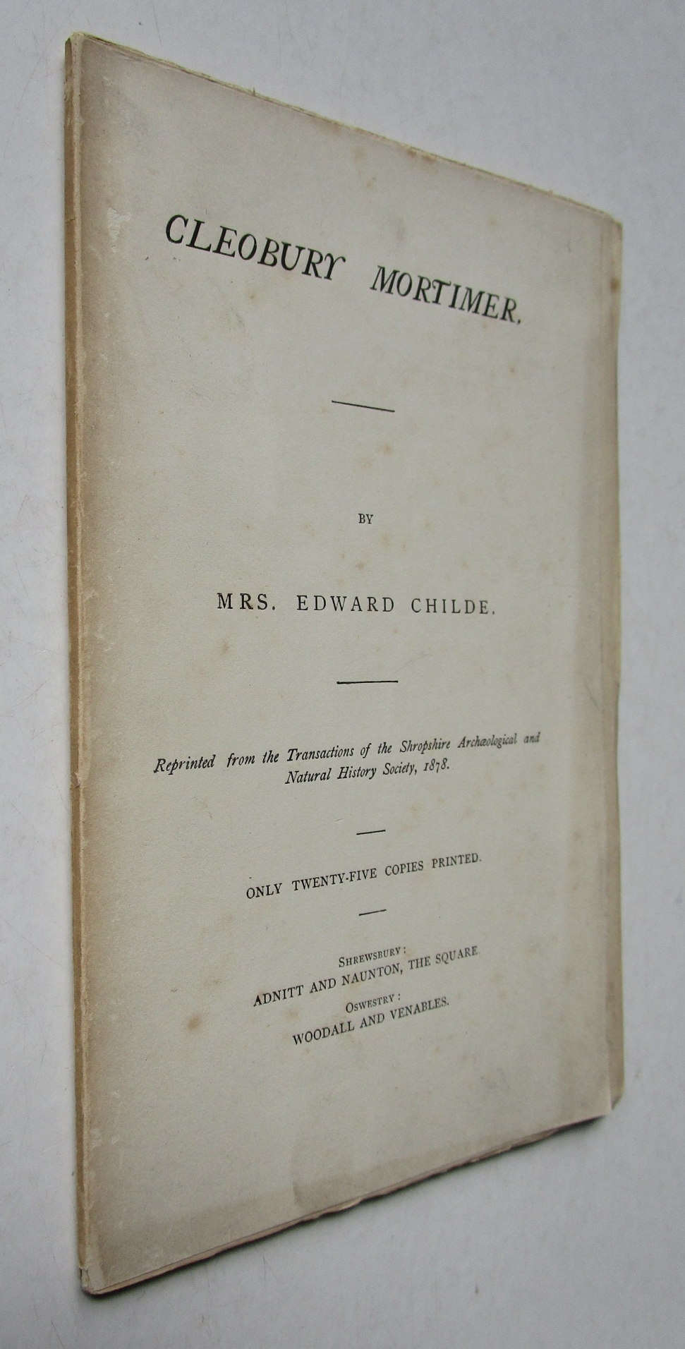 CLEOBURY MORTIMER Shropshire Limited Edition ONE of ONLY TWENTY FIVE ...