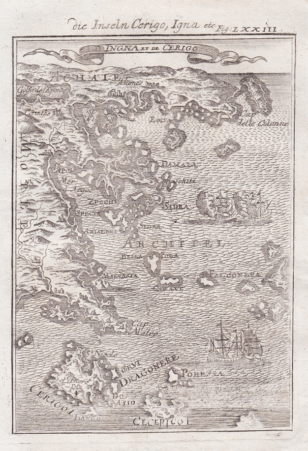 "I. de Ingna et de Cerigo" - Kythira island Peloponnese Saronic Gulf ...