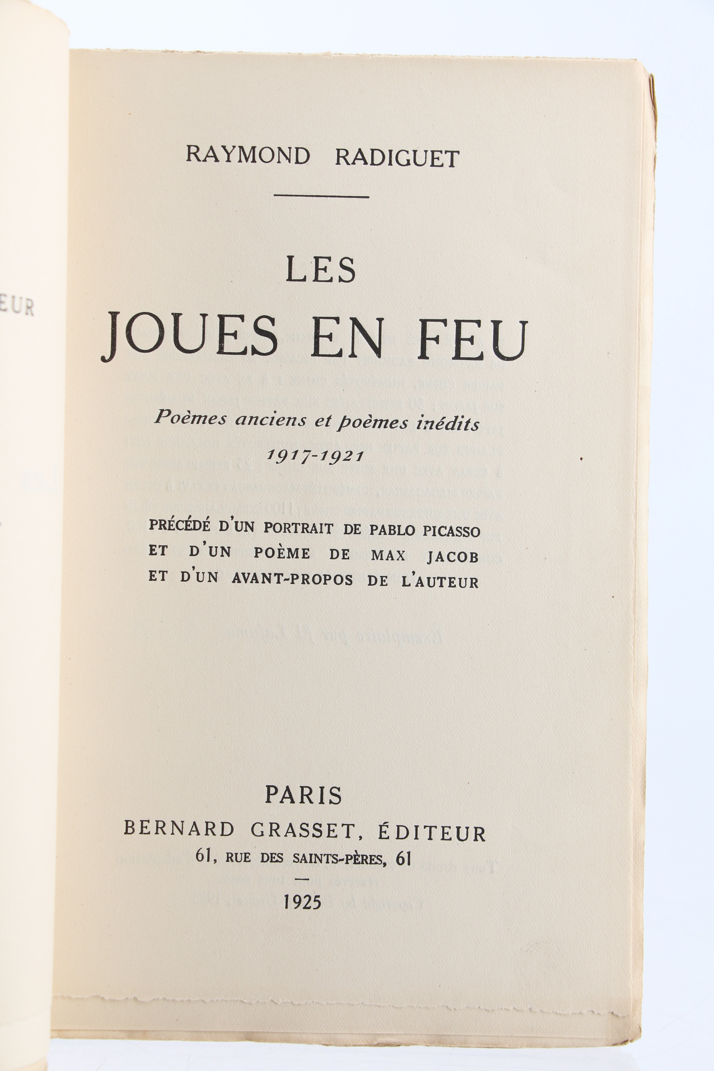 Les Joues en Feu by Raymond RADIGUET - Pablo PICASSO: couverture souple ...