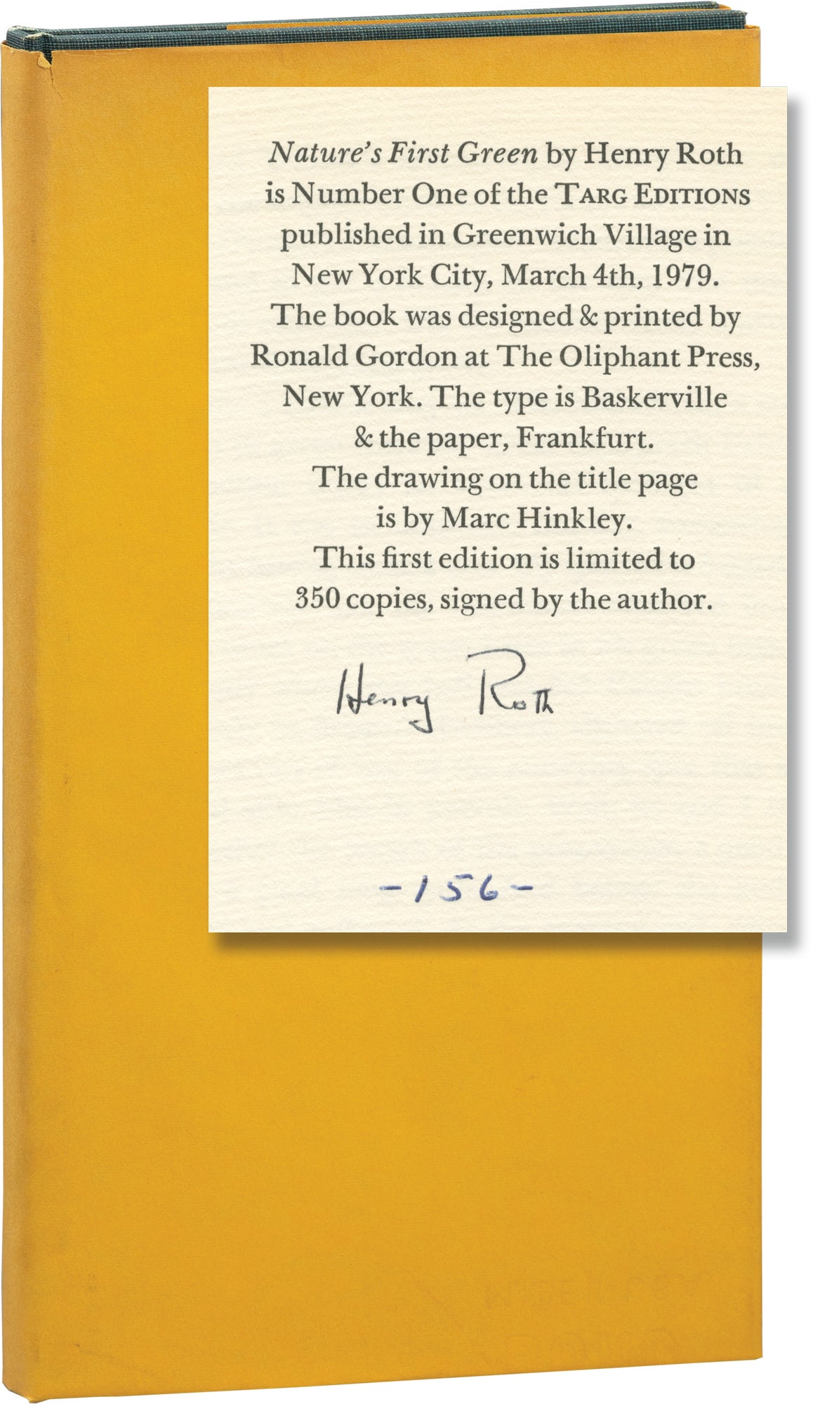 Nature's First Green (First Edition, limited to 350 signed copies) by ...
