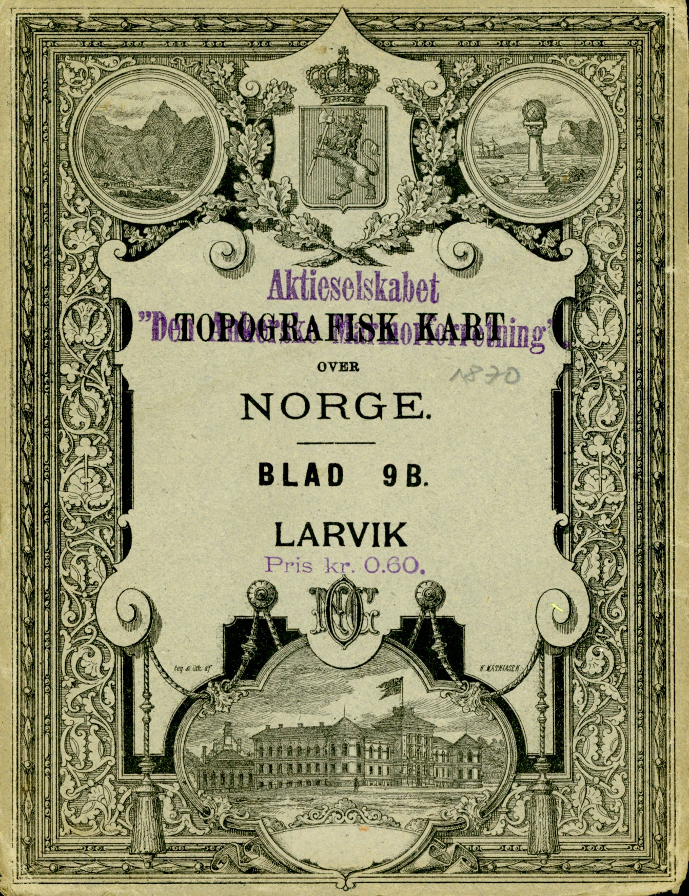 Topografisk kart over Norge - Blad 9 B Larvik: (1870) Map | Høgenhoff Media