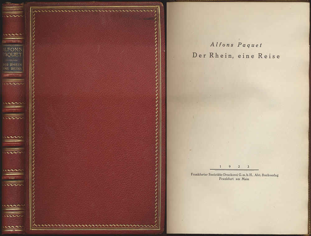 Der Rhein, eine Reise. [Erstausgabe, Ganzleder] by Paquet, Alfons ...