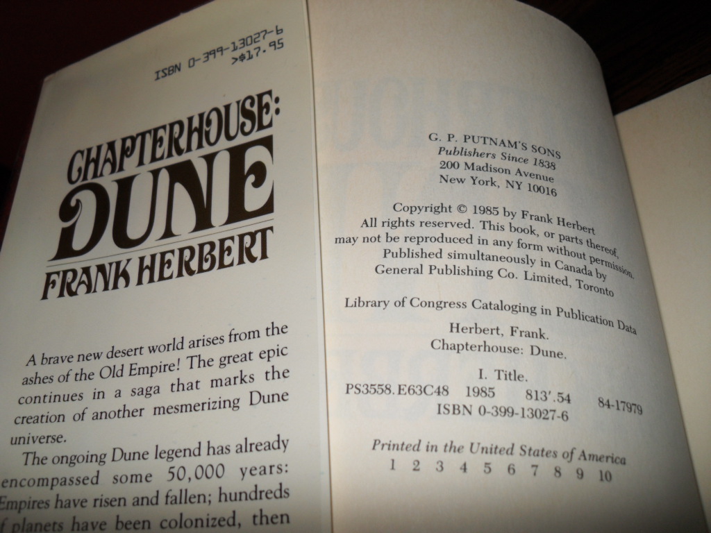 Chapterhouse: Dune by HERBERT, FRANK: Fine Hardcover (1985) First ...