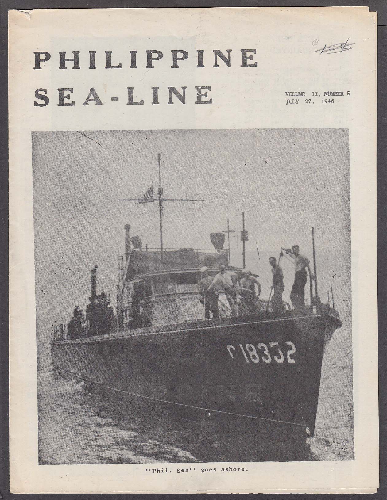 U S S Philippine Sea Sea-Line newspaper 7/27/1946: Very Good No binding ...