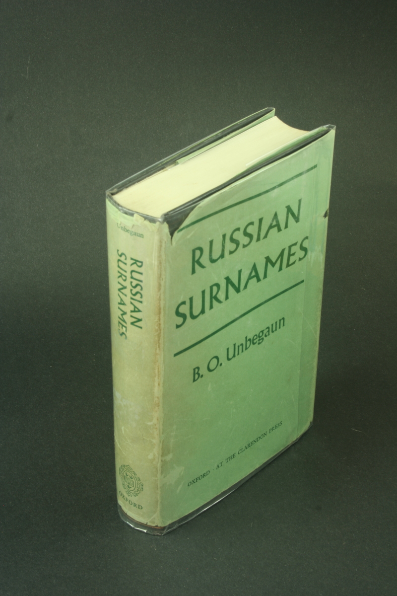 Russian surnames. von Unbegaun, Boris Ottokar, 1898-1973 | Steven Wolfe ...