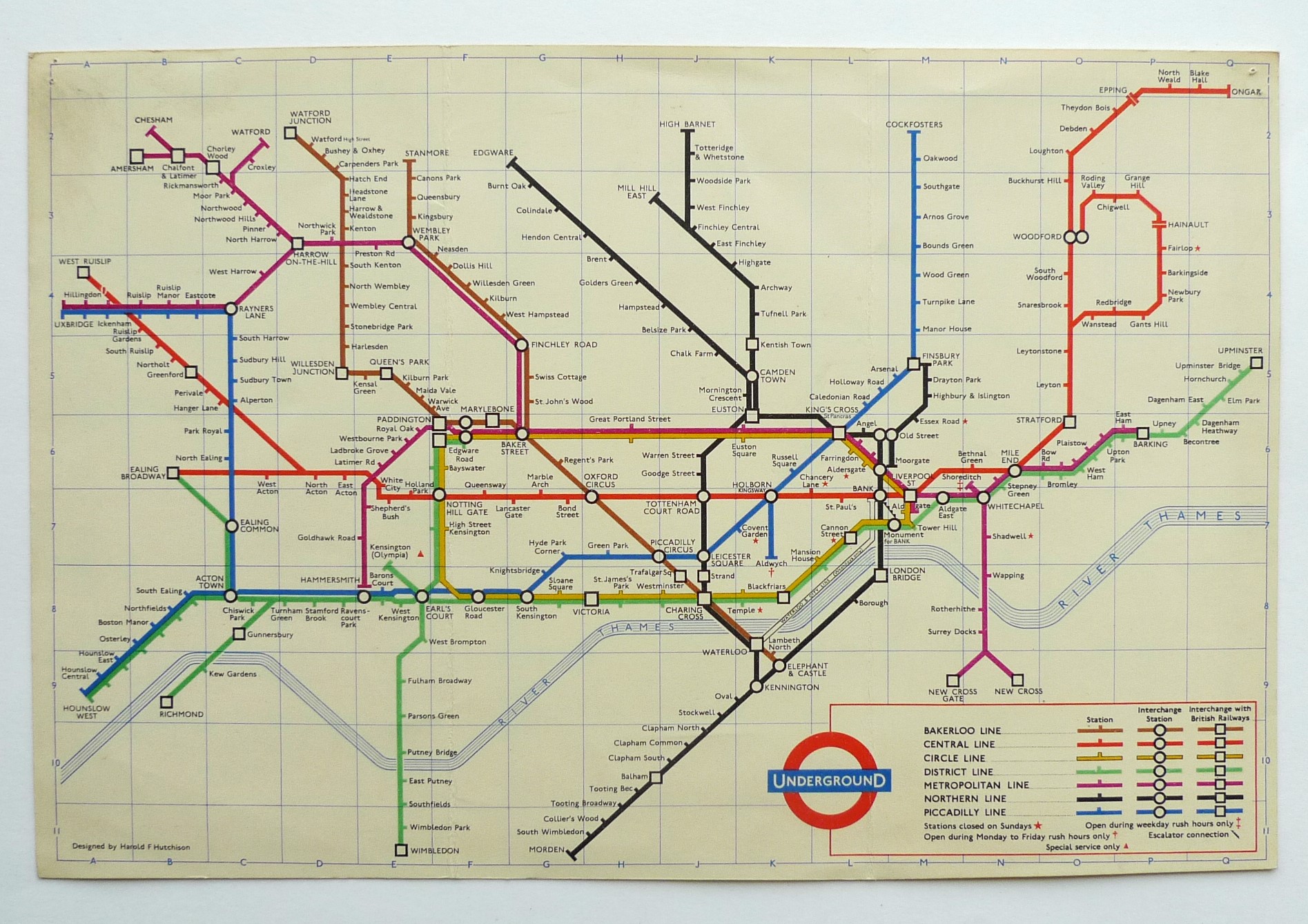 London] Underground Diagram of Lines and Station Index. Tri-fold ...