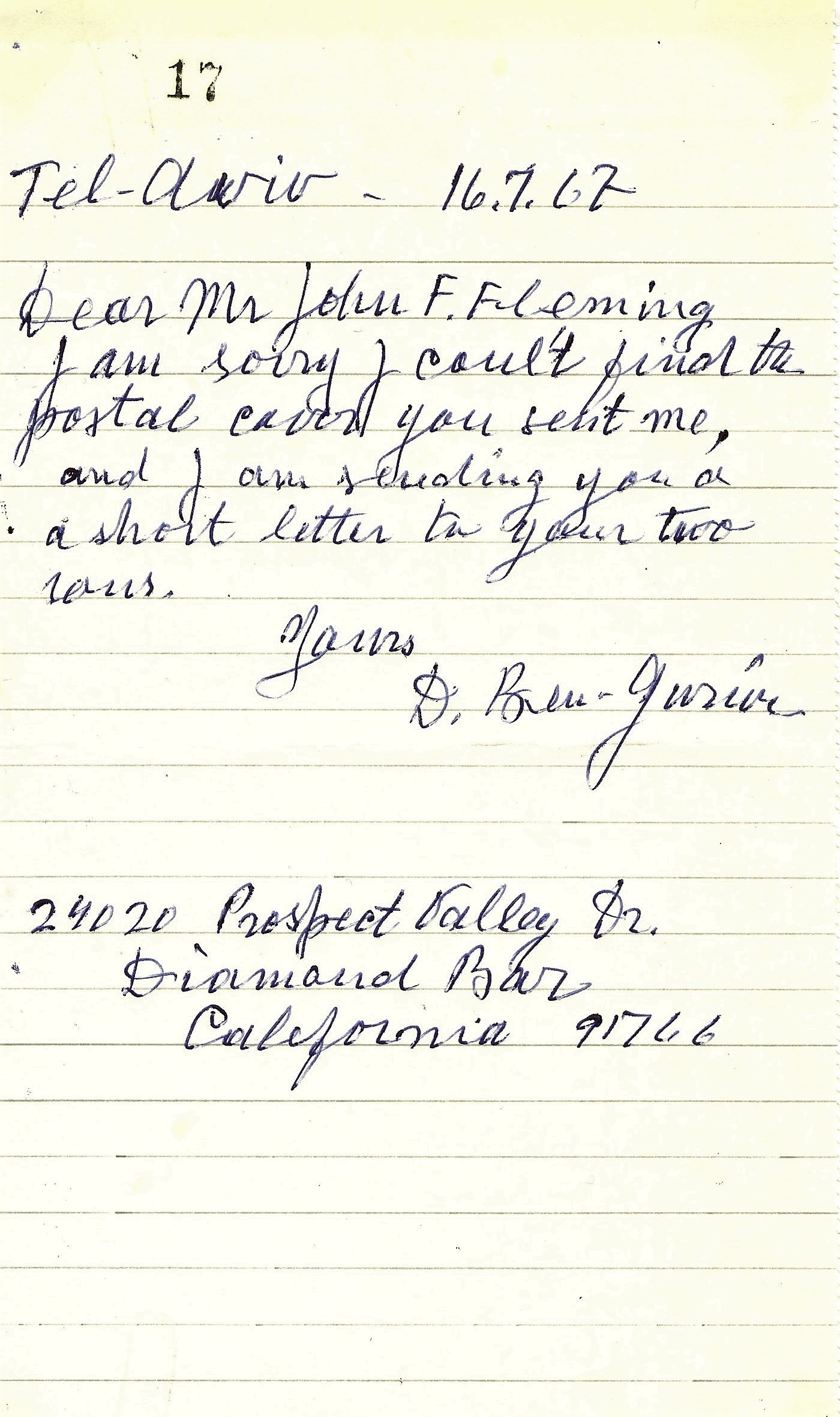 ATTRACTIVE LETTER OF ISRAEL'S FIRST PRIME MINISTER, DAVID BEN-GURION by ...