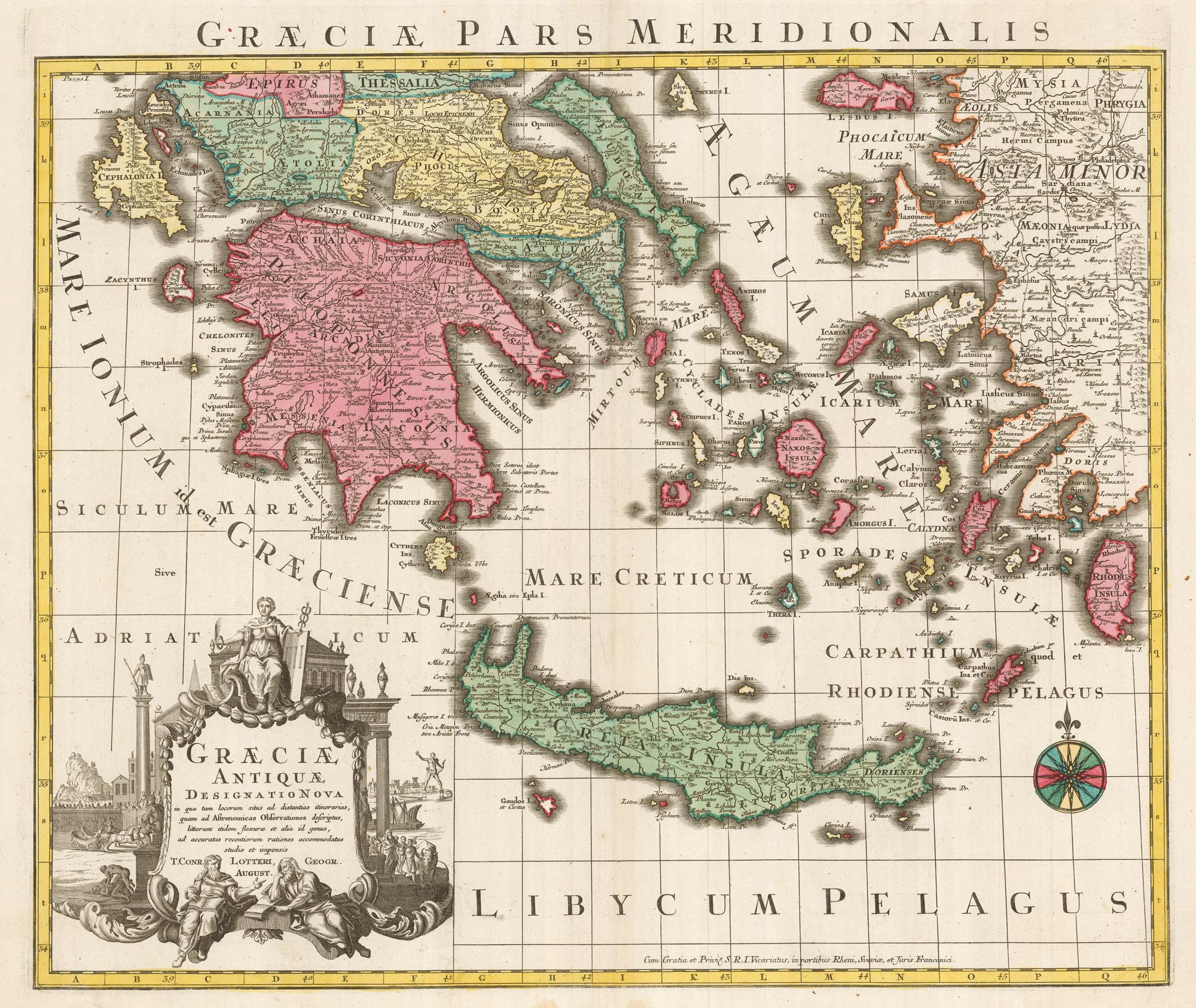 Graeciae Antiquae Designatio Nova. von SEUTTER, Matthäus.: (1760) Karte ...