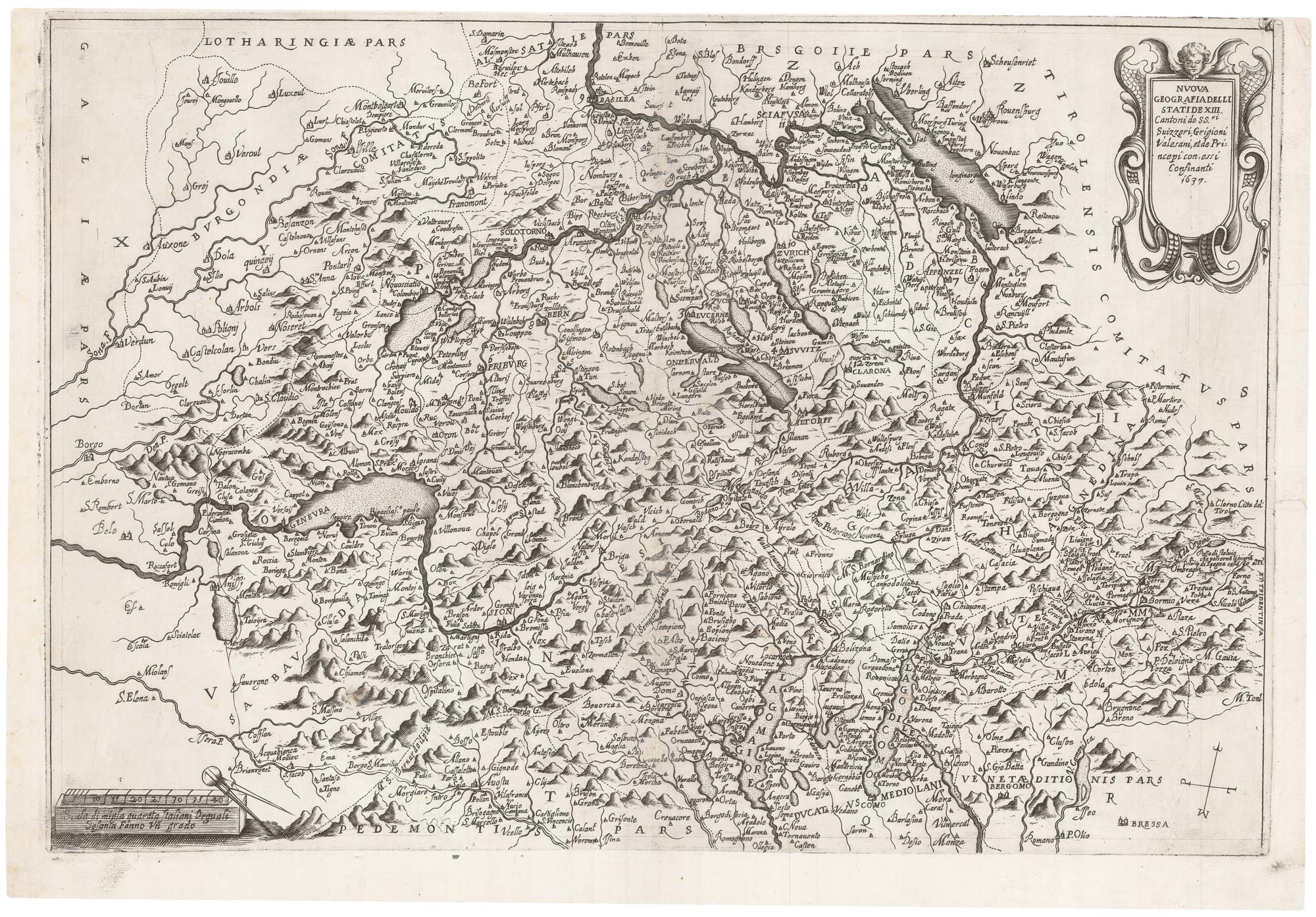 Nuova Geografia Delli Statide XIII. Cantoni de SS.ri Suizzeri, Grigioni ...