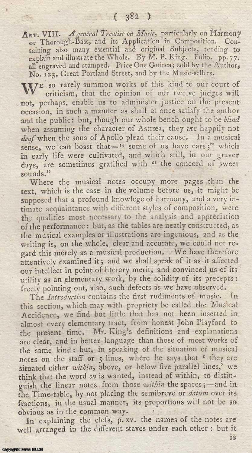 A General Treatise on Music, Particularly on Harmony or Thorough-Bass ...