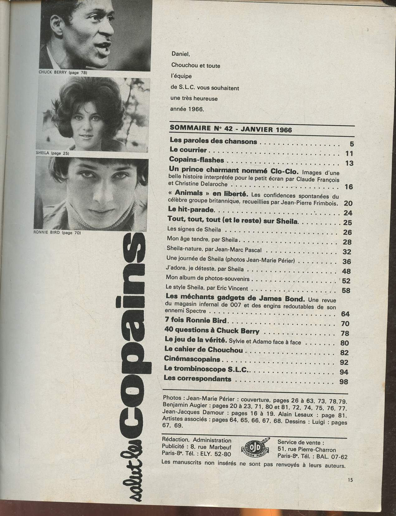 Salut les copains n°42- Janvier 1966-Sommaire: Un prince charmant nommé ...