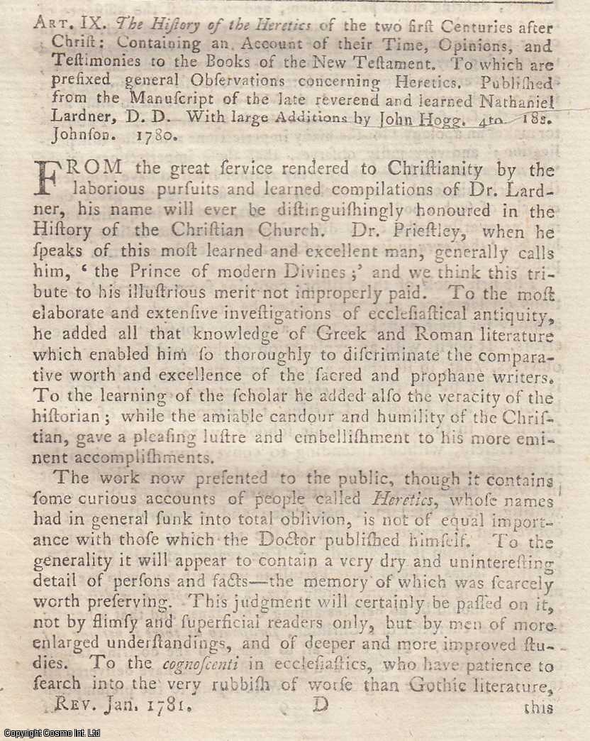 The History of The Hereties of The Two First Centuries after Christ ...