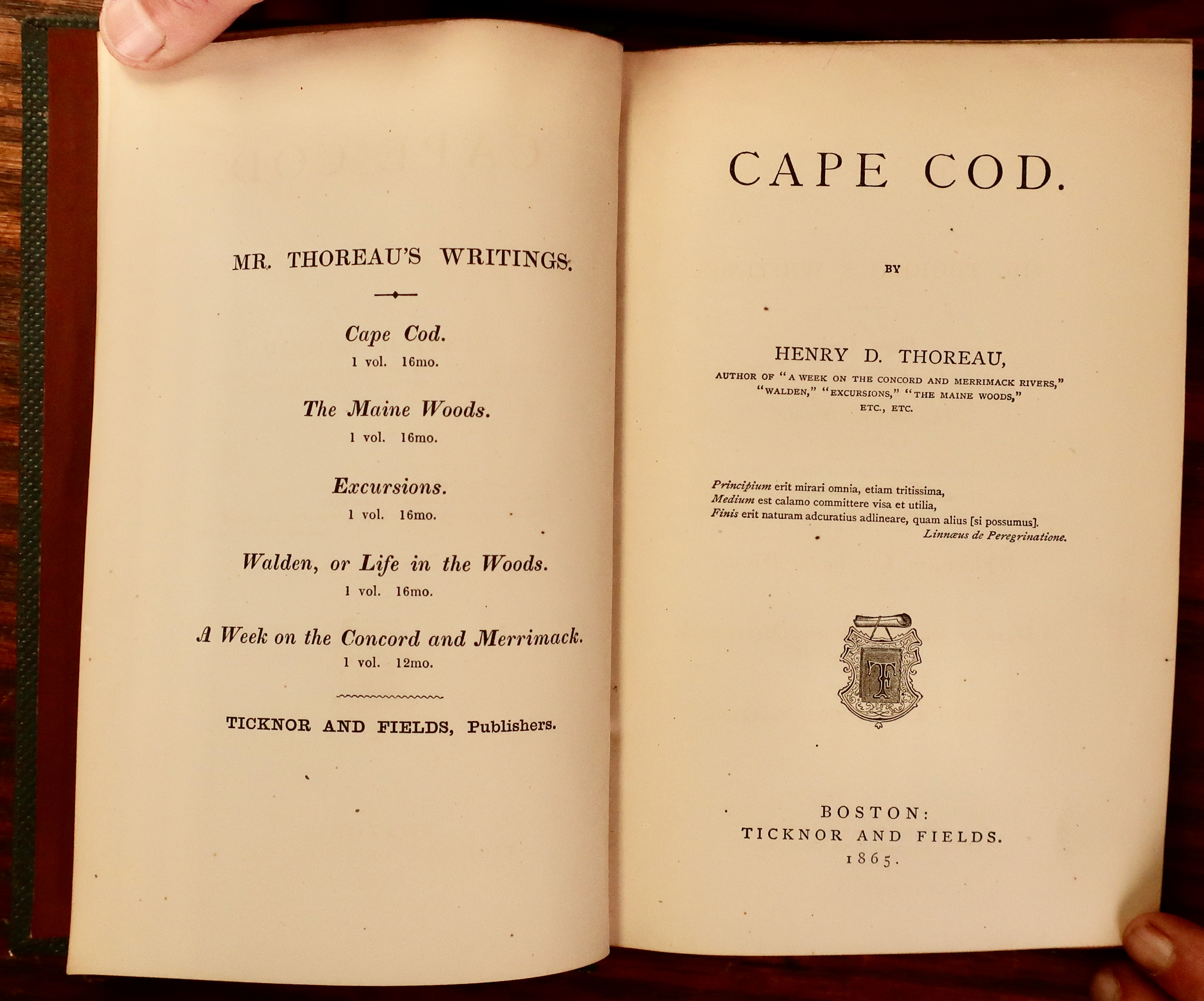 CAPE COD by Henry David Thoreau: Near fine Hardcover (1865) first ...
