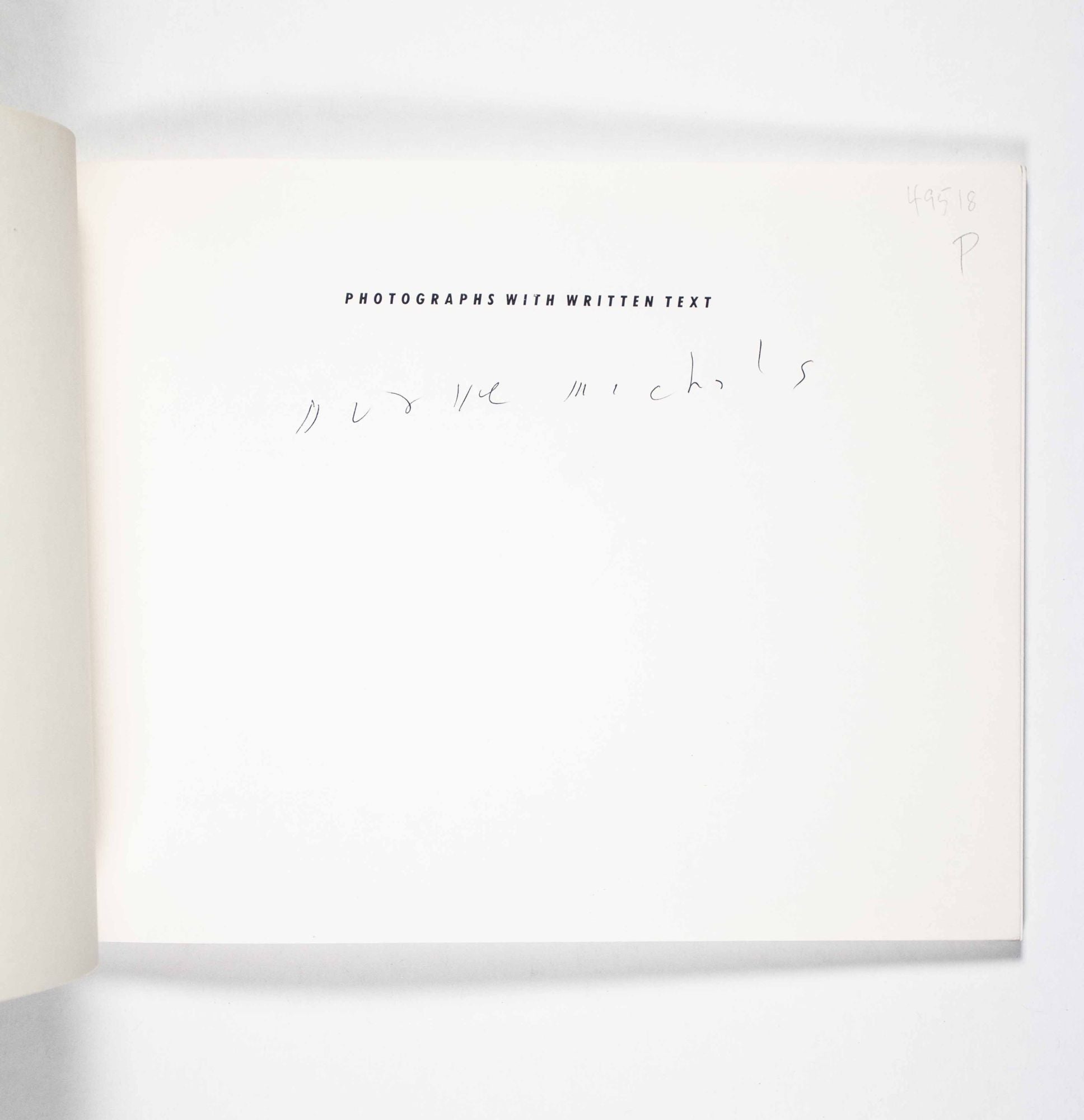 Duane Michals. Photographs With Written Text [SIGNED] by Michals, Duane ...