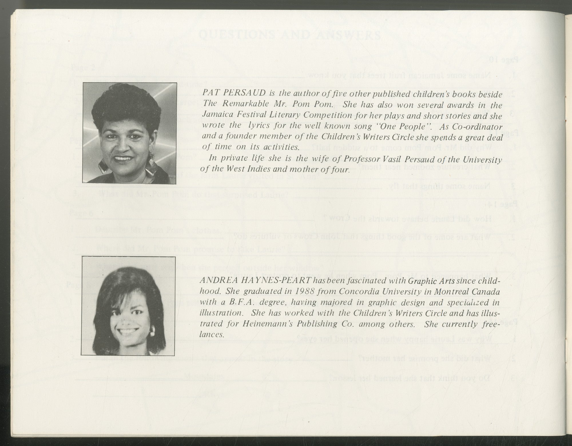 The Remarkable Mr. Pom Pom by PERSAUD, Pat: Near Fine Softcover (1990 ...