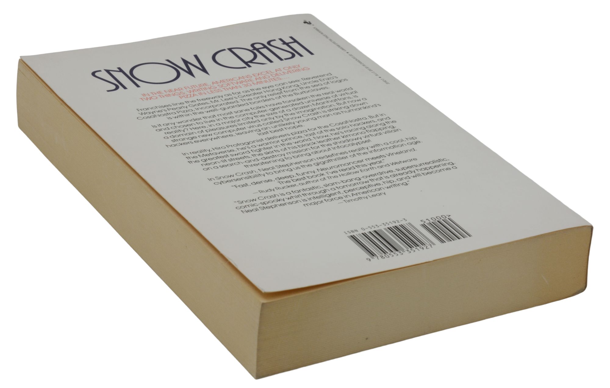 Snow Crash by Stephenson, Neal: Near Fine (1992) Second Printing ...