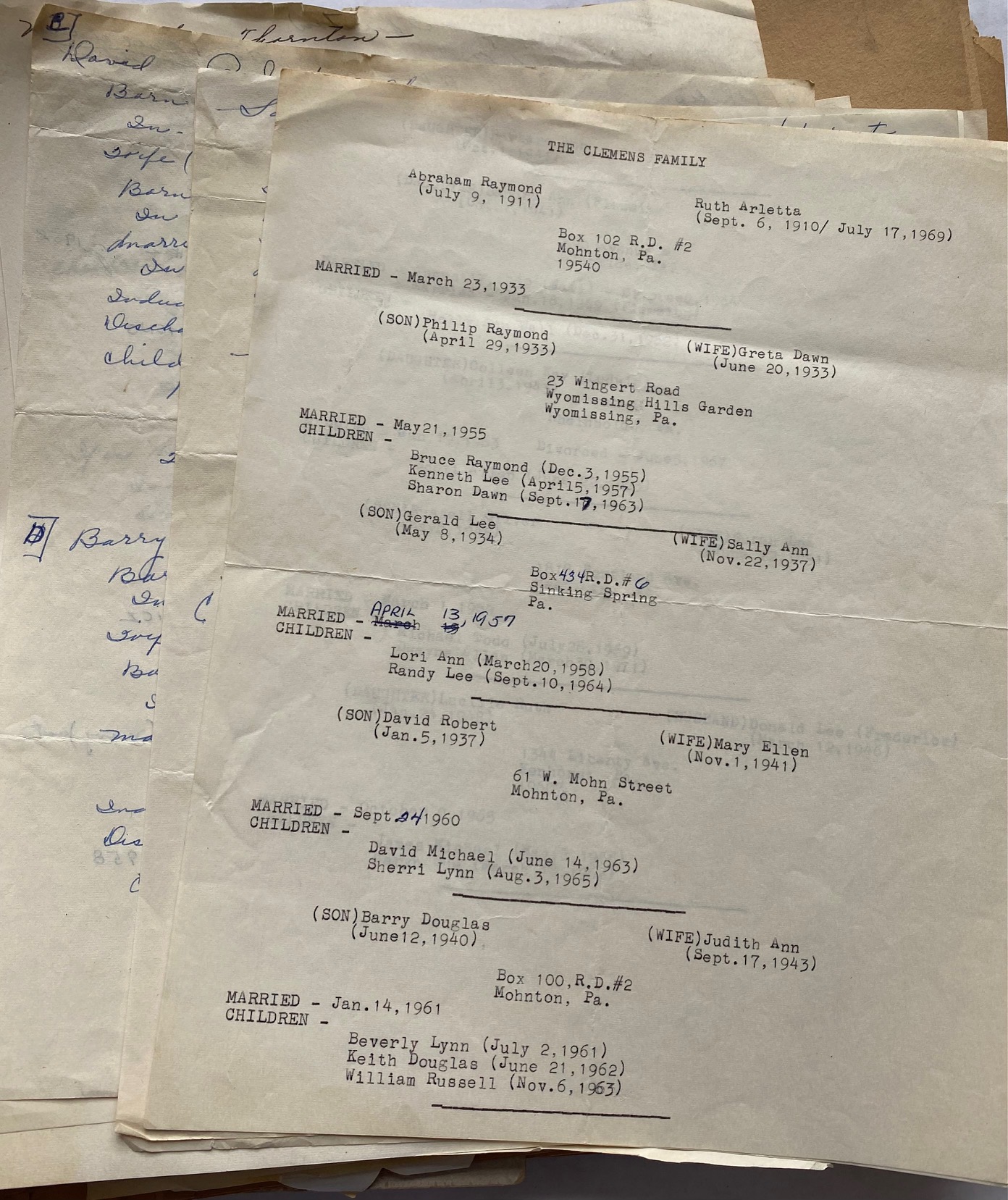 CLEMENS FAMILY GENEALOGY & PHOTO ALBUM 1860s-1960s: Manuscript / Paper ...