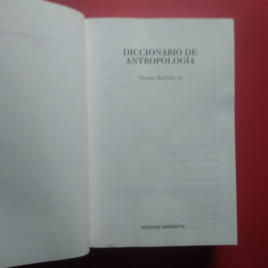 Diccionario de la Antropología. de Barfield, Thomas, (Ed.): Bueno ...