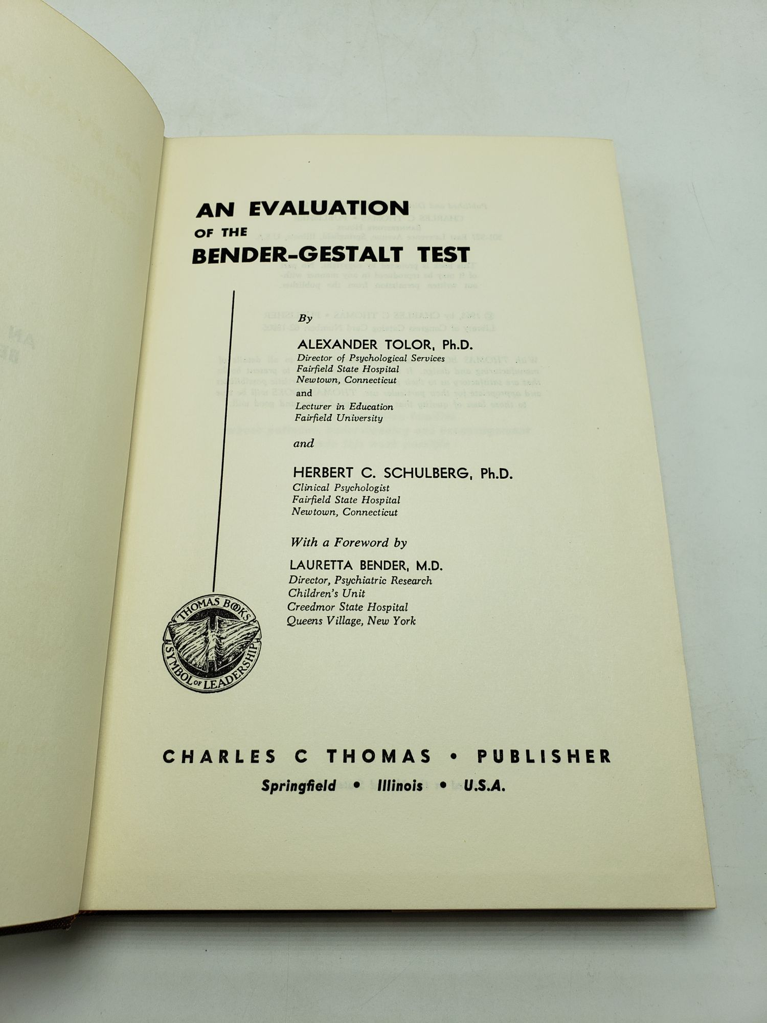 An Evaluation of the Bender-Gestalt Test by Alexander Tolor, Herbert C ...