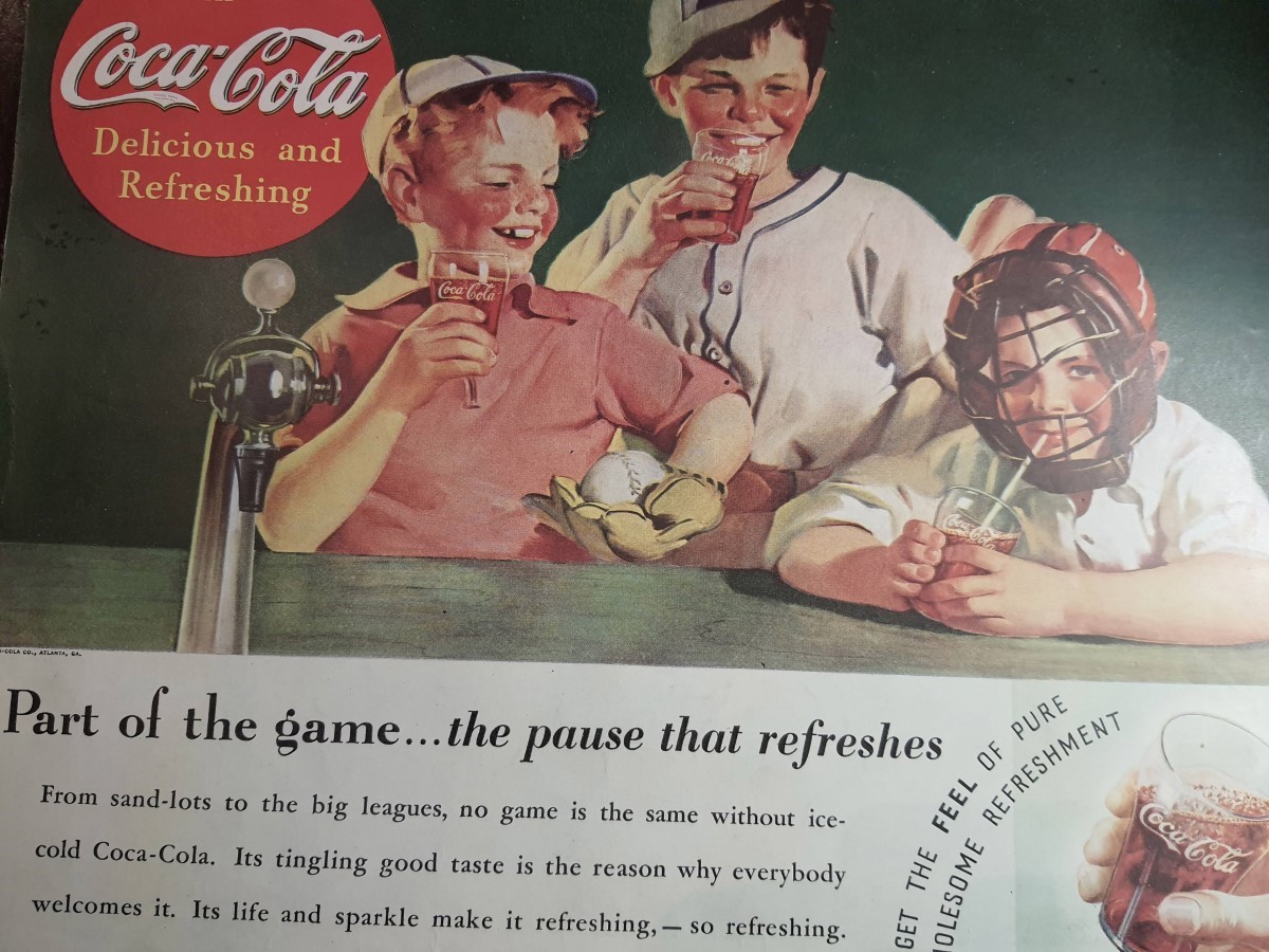 Advertisement for Coca-Cola - At Baseball Game Illustration Looks like ...
