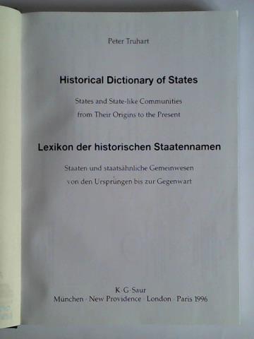 Historical Dictionary of States. States and State-like Communities from ...