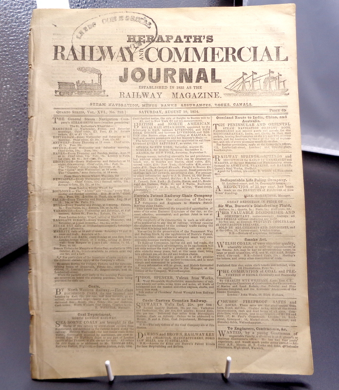 Herapath's Railway Commercial Journal. (single issue) for August 19th ...