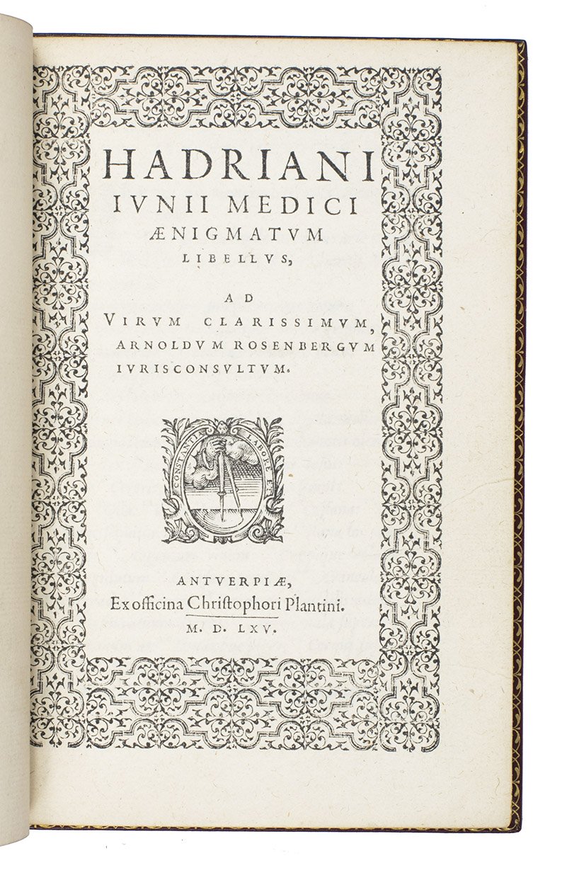[title-page *1:] Eiusdem Aenigmatum libellus, ad . Arnoldum Rosenbergum ...