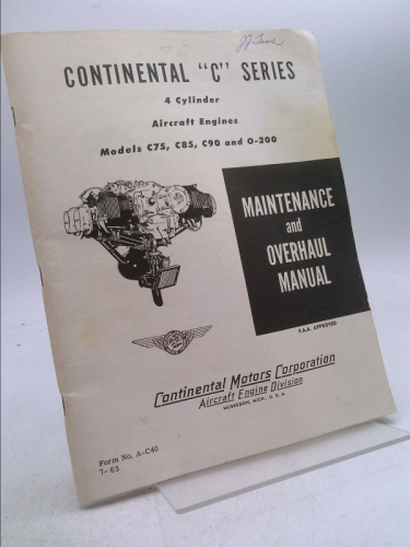 Continental C Series 4 Cylinder Aircraft Engines Models C75, C85, C90 ...