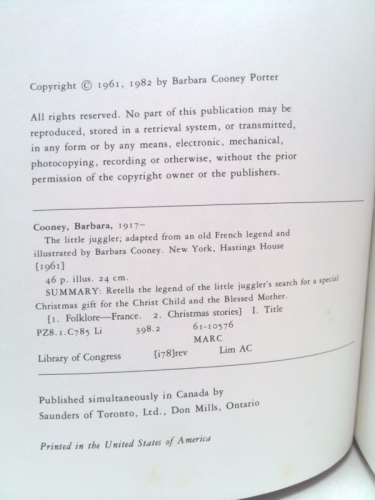 The Little Juggler: Adapted from an old French Legend and Illustrated ...