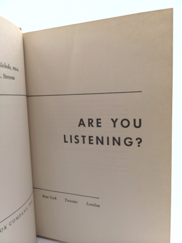 By Ralph G. Nichols and Leonard A Are You Listening? by Ralph G ...