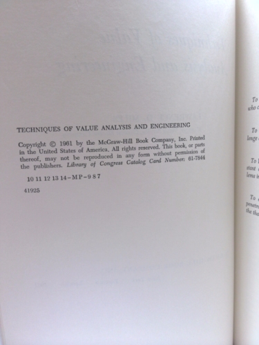 Techniques of Value Analysis and Engineering by Lawrence D. Miles: Very ...