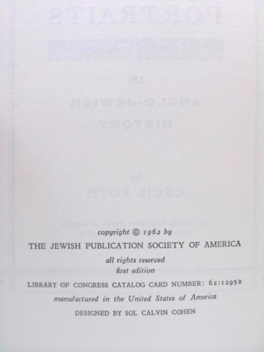 Essays and Portraits in Anglo-Jewish History by Cecil Roth: Very Good ...