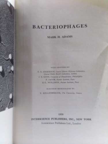 Bacteriophages by Adams, Mark H.: Good Hardcover First Edition ...