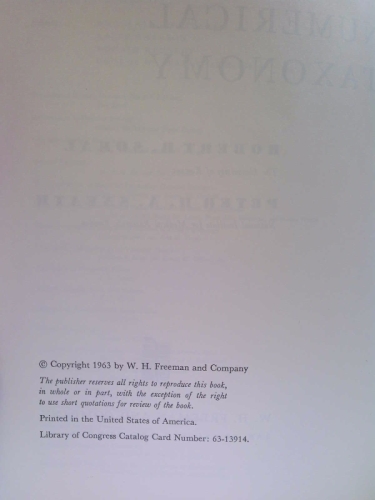 Principles of Numerical Taxonomy. by Sokal, Robert R.; Sneath, Peter H ...