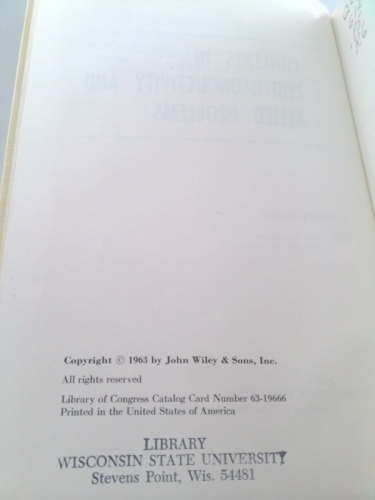 Concepts in photoconductivity and allied problems (Interscience tracts ...