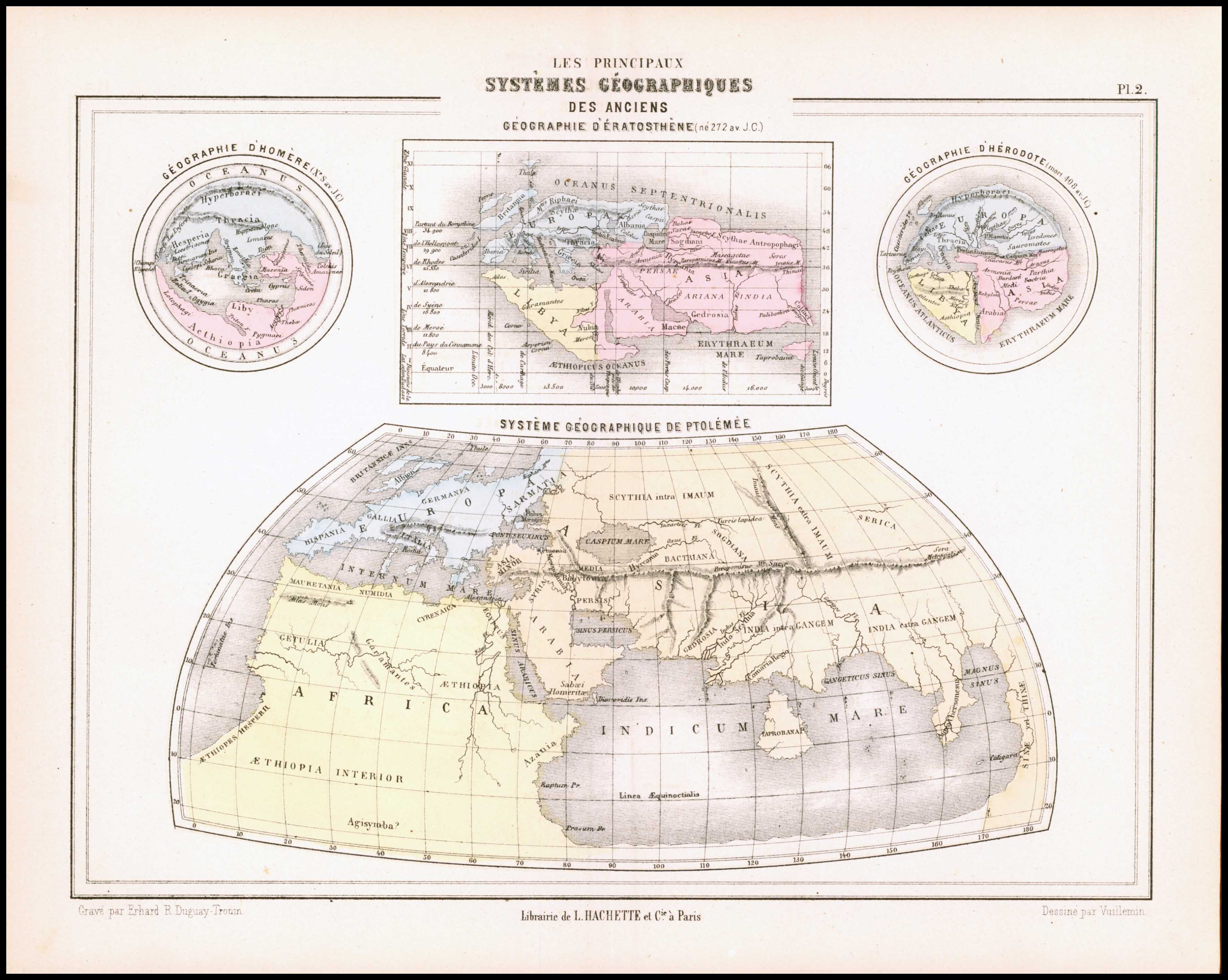 1865 Antique Map SYSTEMS GEOGRAPHIQUES Anciens Ptolemy World (DEDG-69 ...