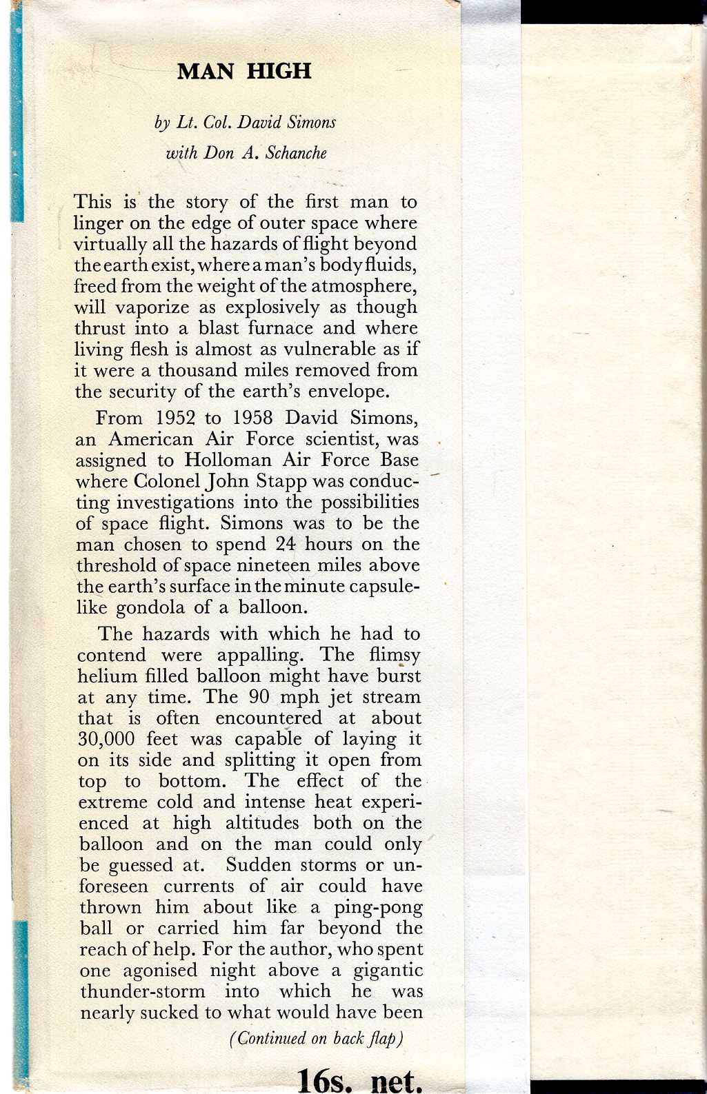 Man High de Simons, Lt.-Col David G & Schanche, Don A: Very Good ...