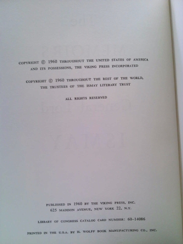 The memoirs of General Lord Ismay by Ismay, Hastings Lionel Ismay: Very ...
