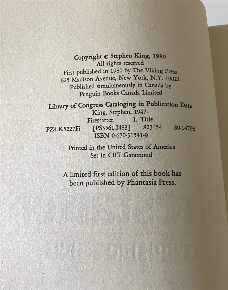 Fire-Starter by King, Stephen: Near Fine Hardcover (1980) First Trade ...