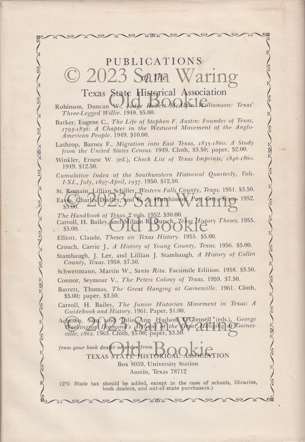 Check list of Texas imprints 1861 - 1876 by Winkler, Ernest W.; Friend ...