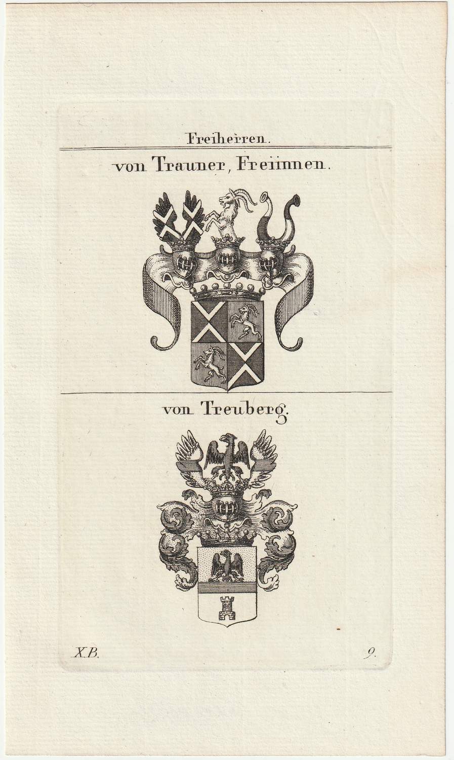 Freiherren: von Trauner, Freiinnen / von Treuberg. Original-Kupferstich ...